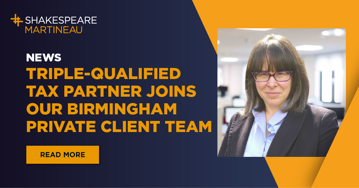 Triple-qualified tax partner joins our Birmingham private client team