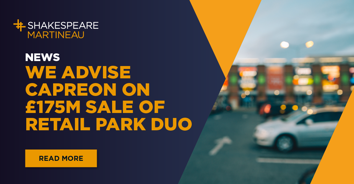 We advise Capreon on £175m sale of retail park duo